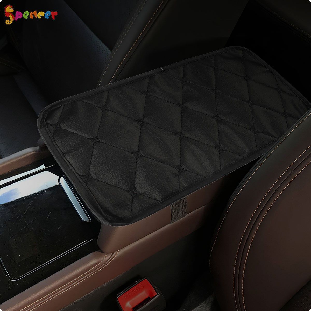Spencer Auto Center Console Pad PU Leather Car Armrest Seat Box Cover ...