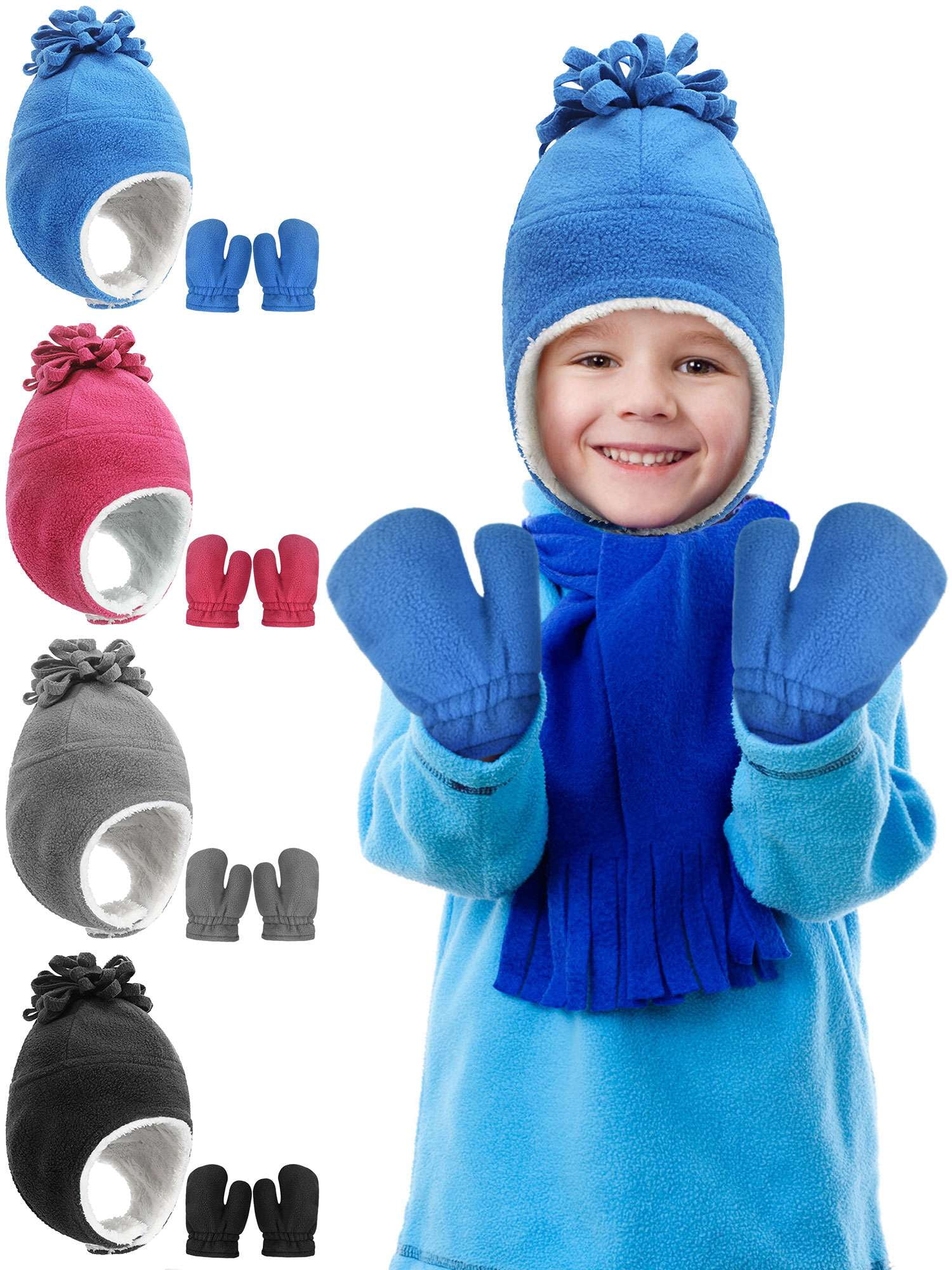 Spencer Baby Toddler Winter Hat and Glove Set Sherpa Lined Warm Fleece ...