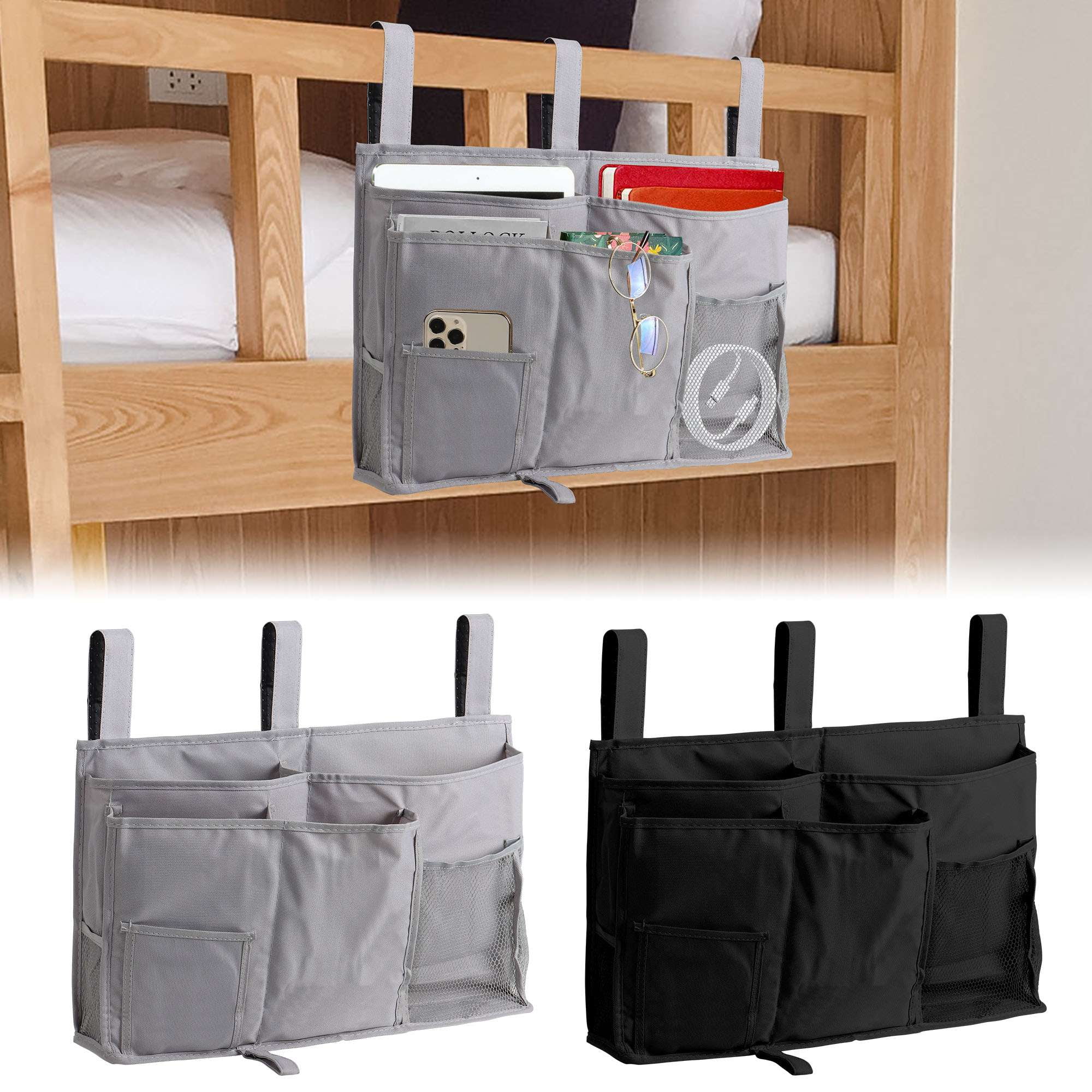 Spencer Bedside Caddy Large Hanging Bed Organizer Storage Bag with 8 ...