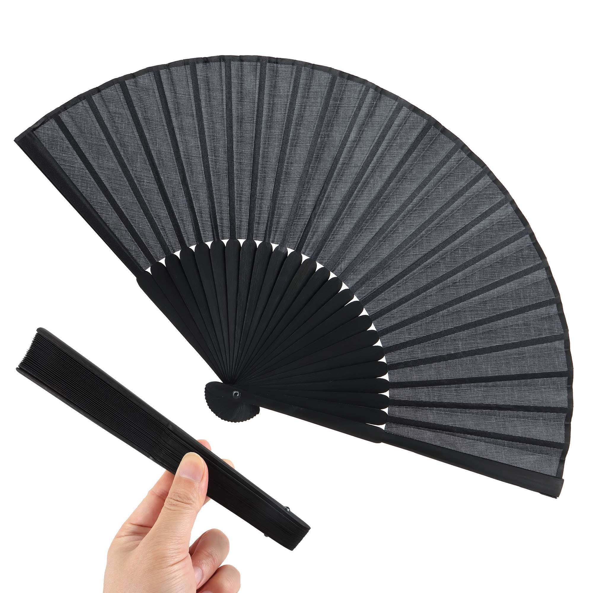 Spencer Black Folding Silk Hand Fans Festival Tai Ji Fan Chinese ...