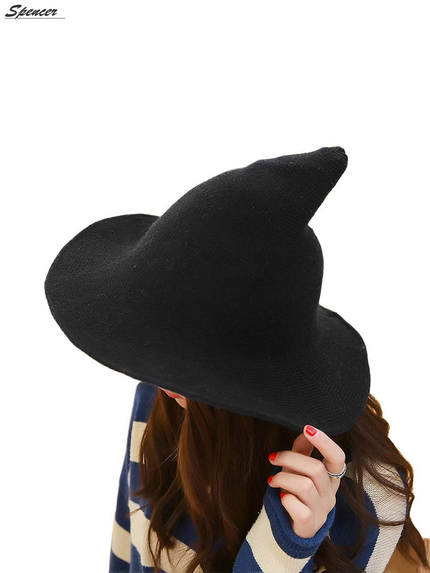 Spencer Black Steeple Wool Big Brimmed Pointed Witch Hat Halloween ...