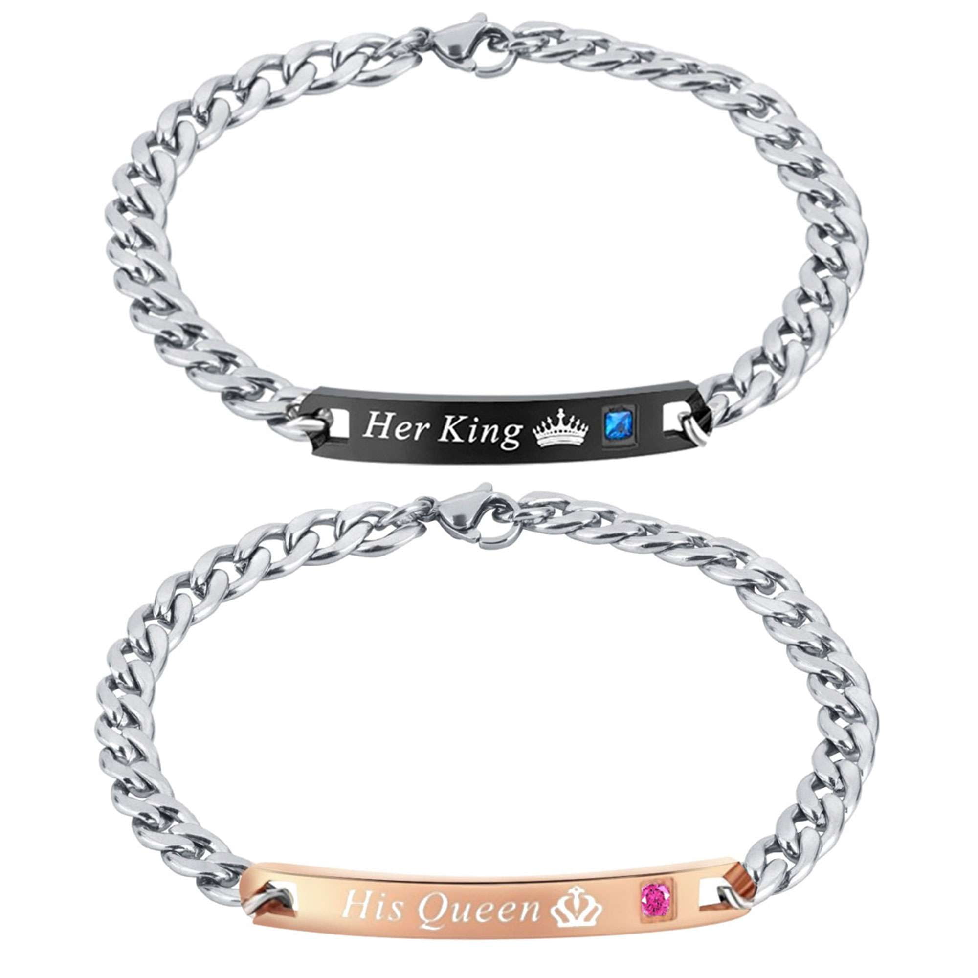 Spencer Couple Bracelets Set in Gift Box for Lover His Queen Her King ...