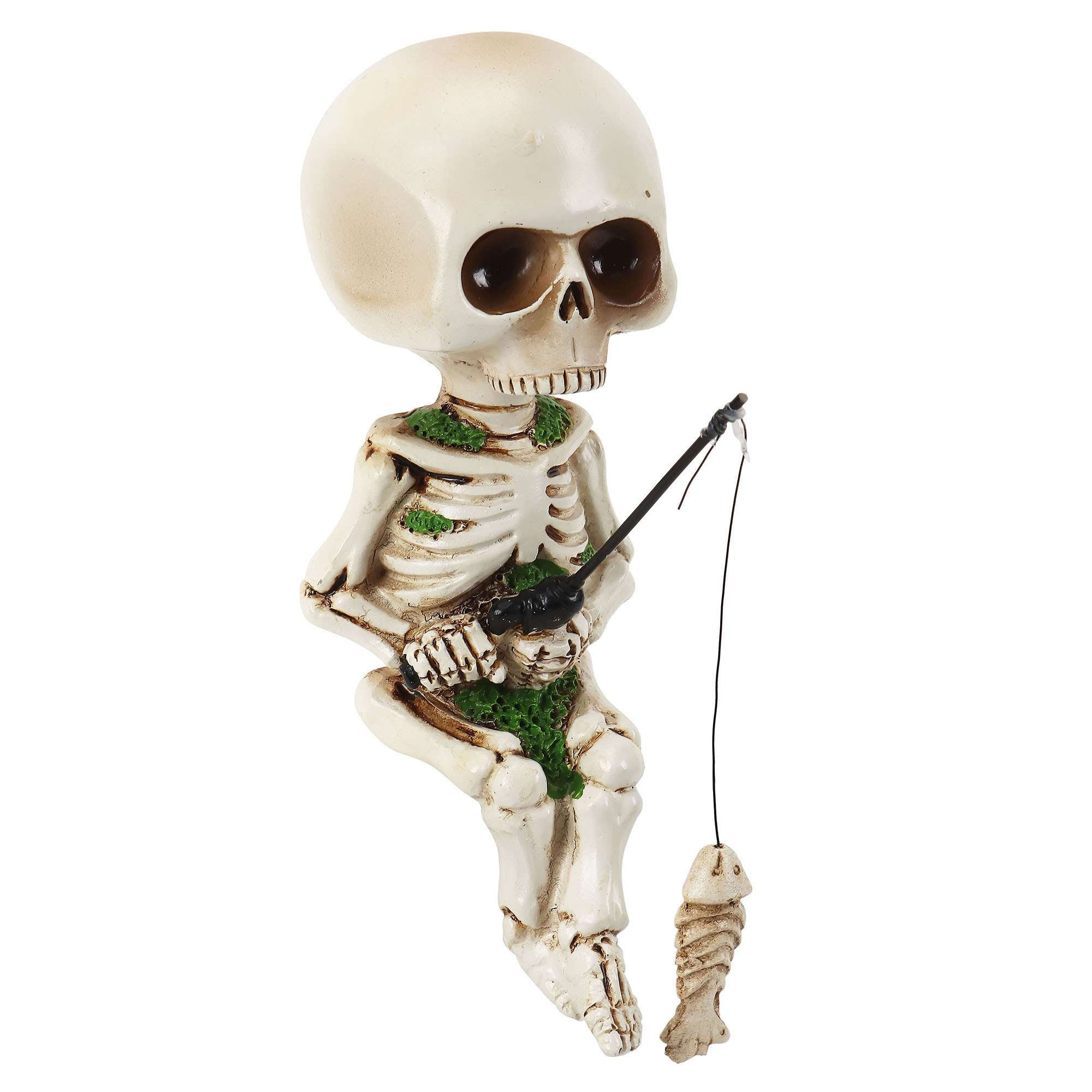 Spencer Fishing Skeleton Garden Decor, Mini Halloween Figurines Statue ...