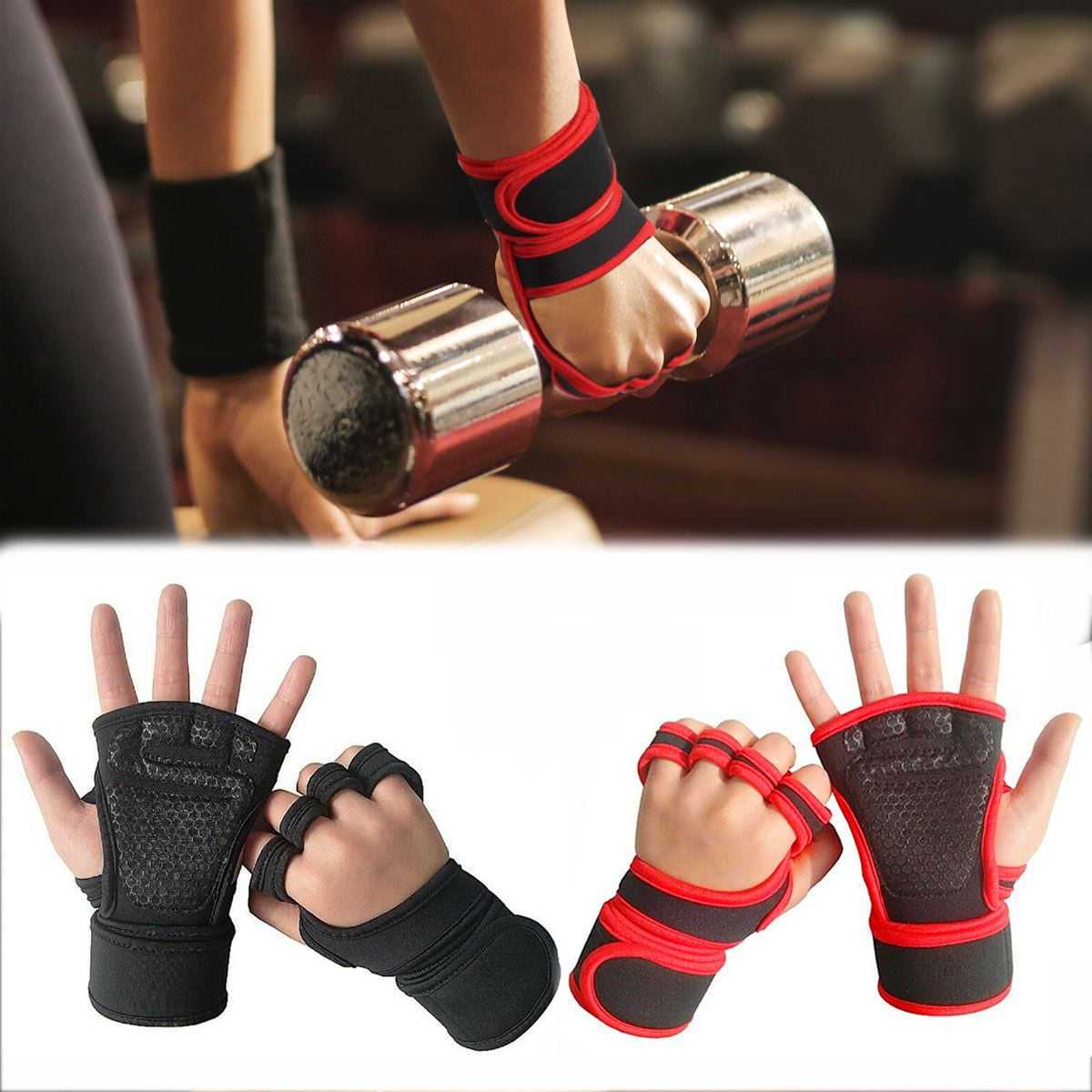 Spencer Fitness Half Finger Gloves Weight Lifting Workout Gym Training ...