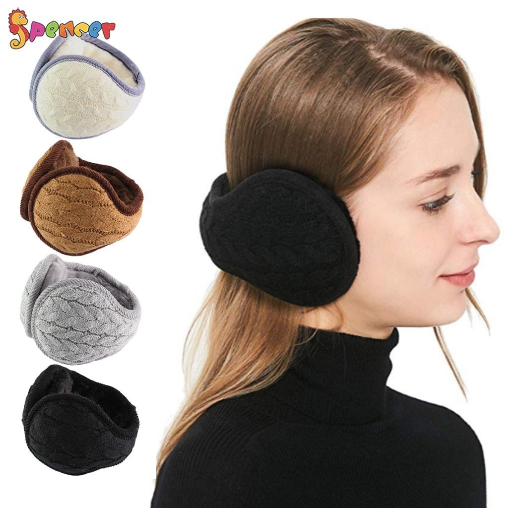 Spencer Foldable Winter Ear Muffs for Men Women, Adjustable Wrap Knit ...