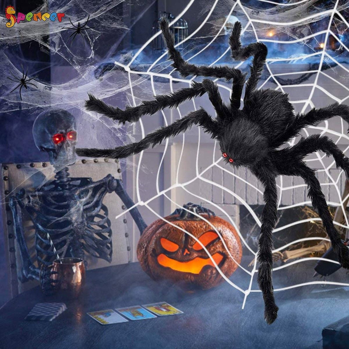 Spencer Halloween Spider Web Decorations 5FT Giant Round Spider Web ...