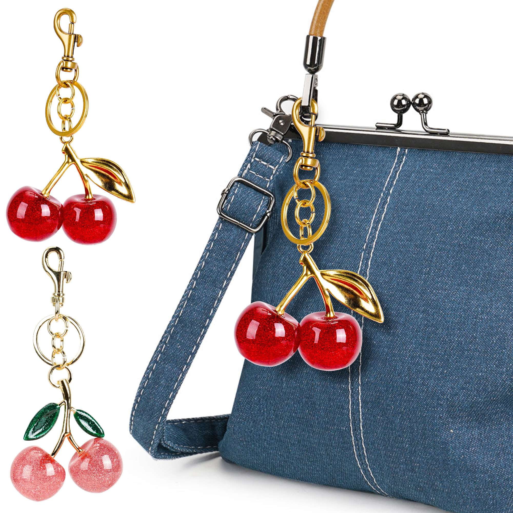 Spencer Keychain Swivel Keyring with Resin Cherry Pendant Bag Charms ...