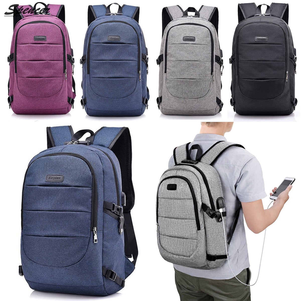 Spencer Laptop Backpack for Men & Women, Anti Theft with lock Water ...
