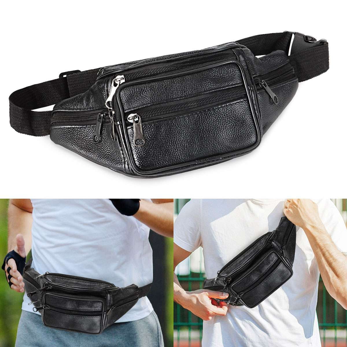 Spencer Large Fanny Pack for Women Men with 6 Pockets Black Waist Pack ...