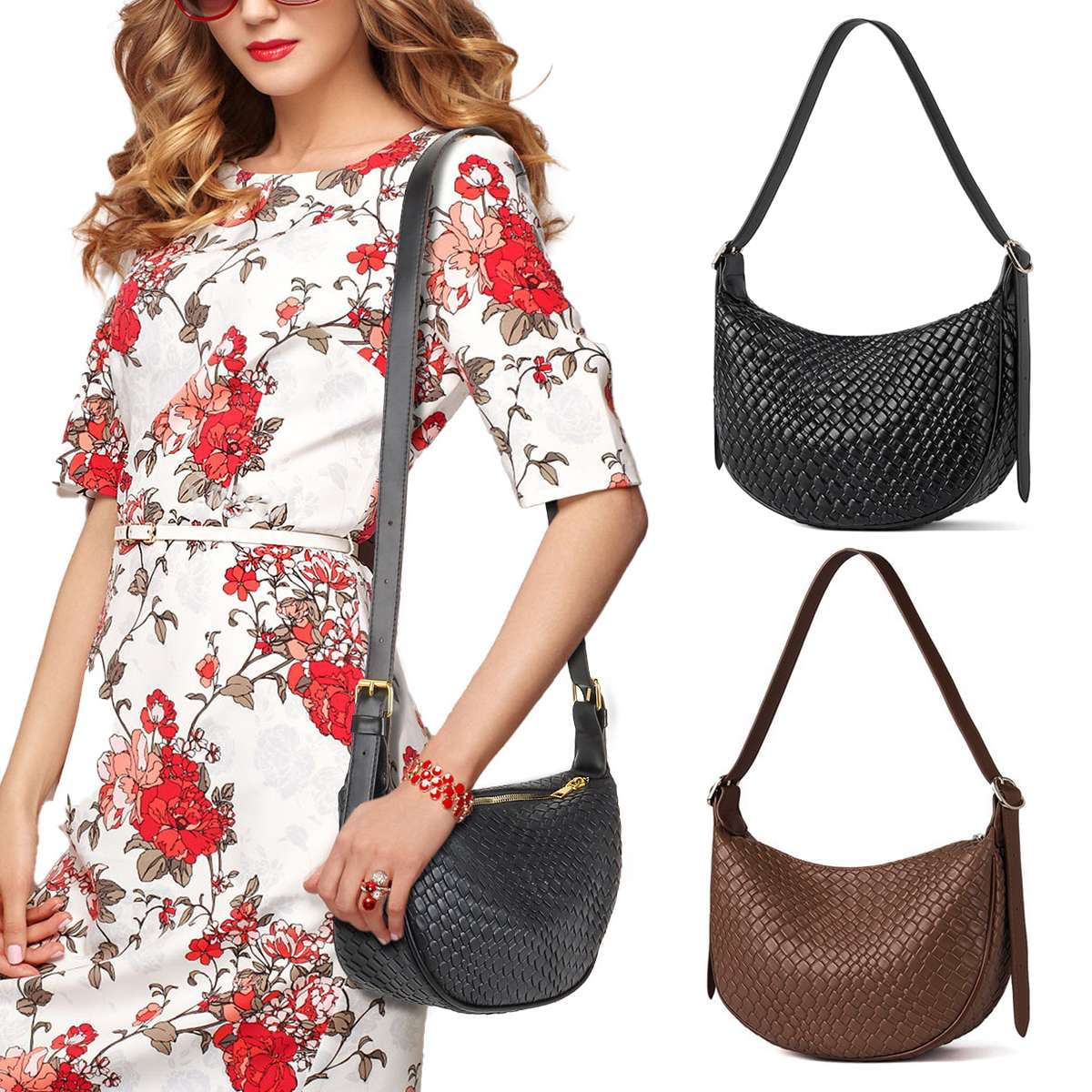 Spencer Leather Hobo Bag for Women Retro Sling Crescent Bag Crossbody ...