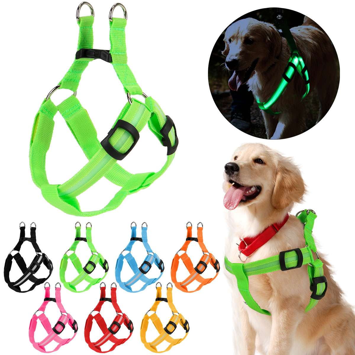 Spencer Light Up Dog Harness No Pull LED Dog Harness Rechargeable ...