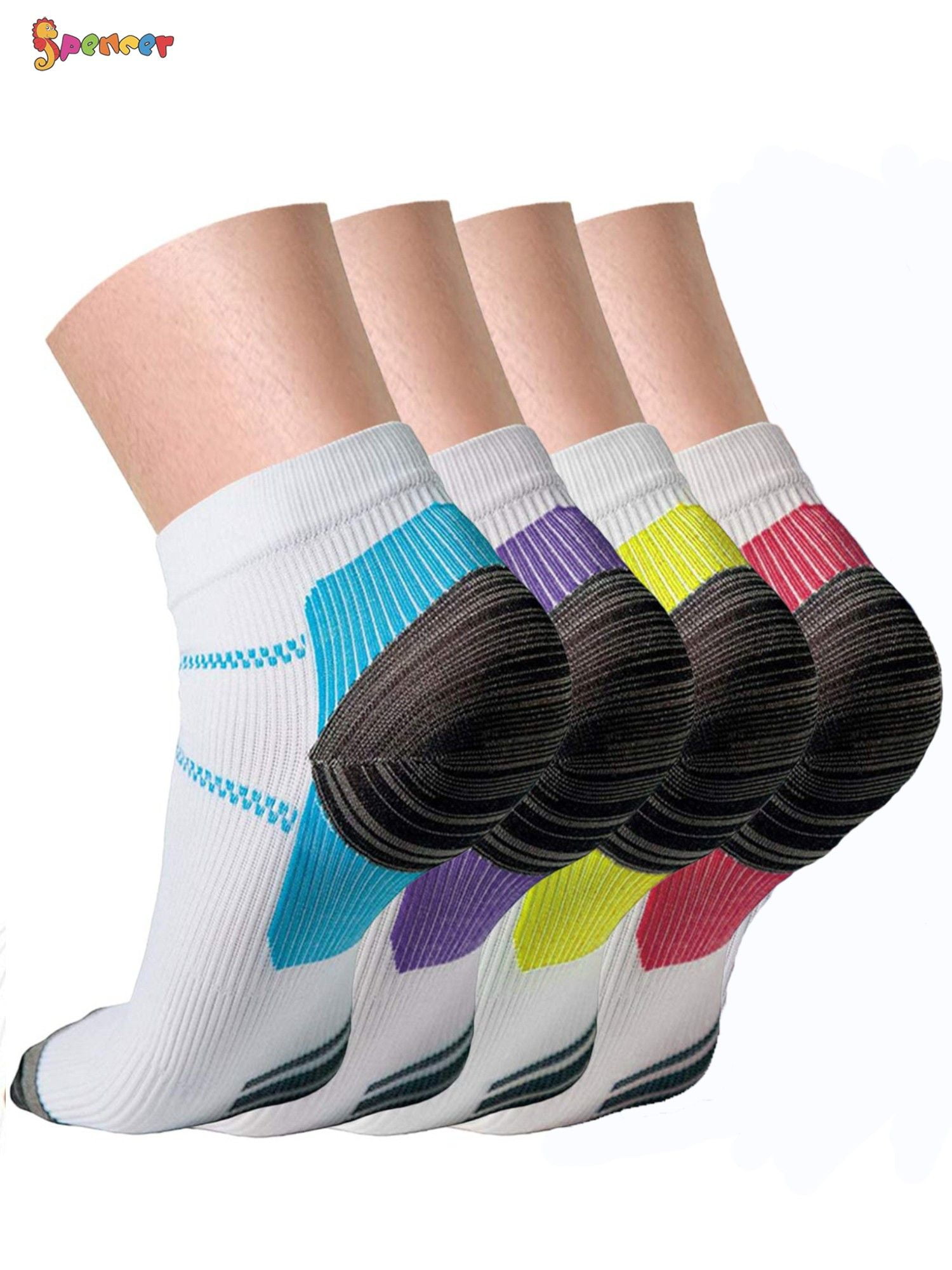 Spencer Low Cut Arch Support Compression Running Socks, (4 Count ...