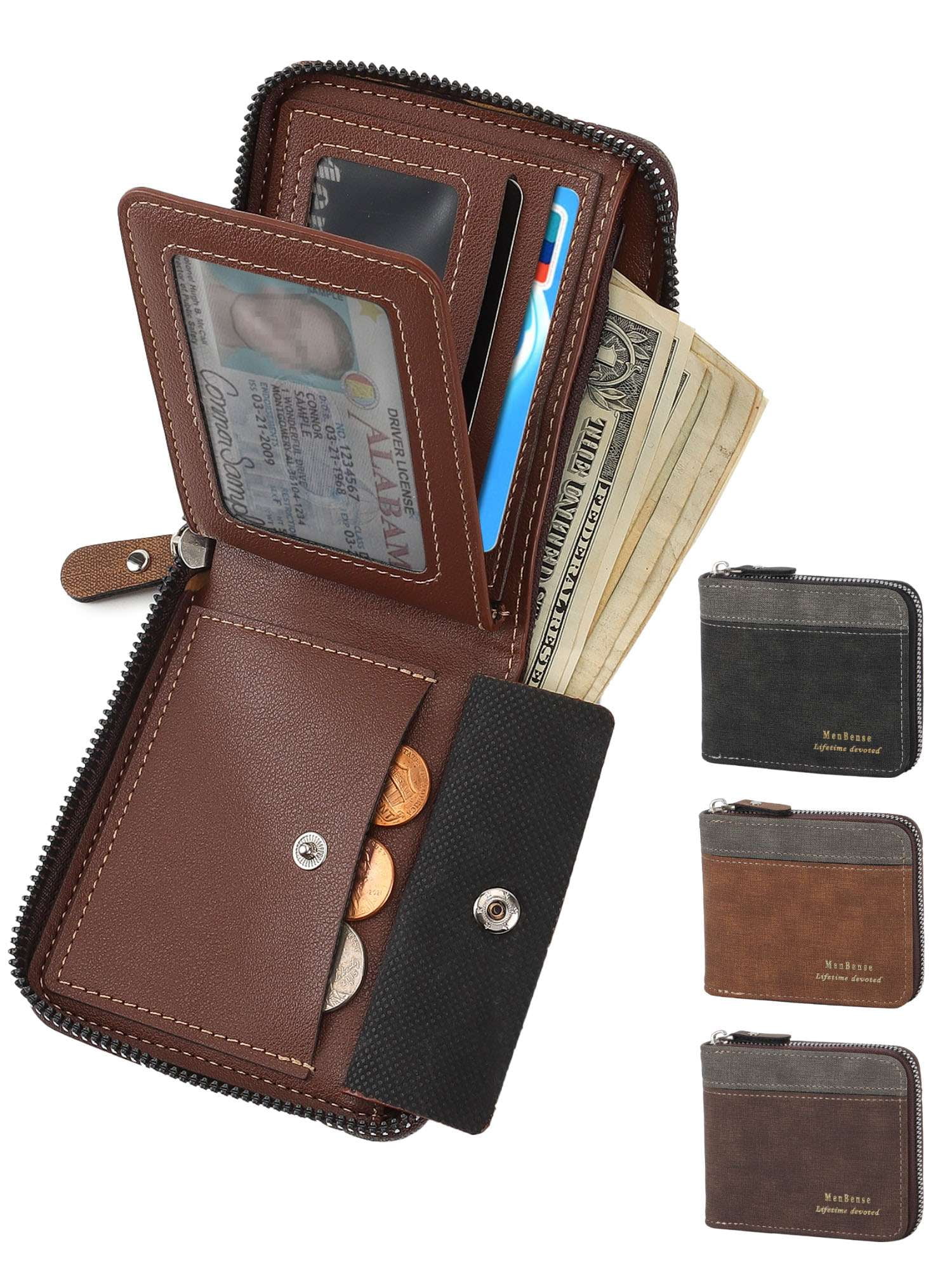 Spencer Men's Leather Bifold Wallet, Waterproof RFID Blocking Wallets ...