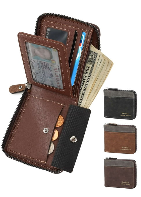 Microseven Men Men's RFID Blocking T1 Leather Wallet Credit Cards ID ...