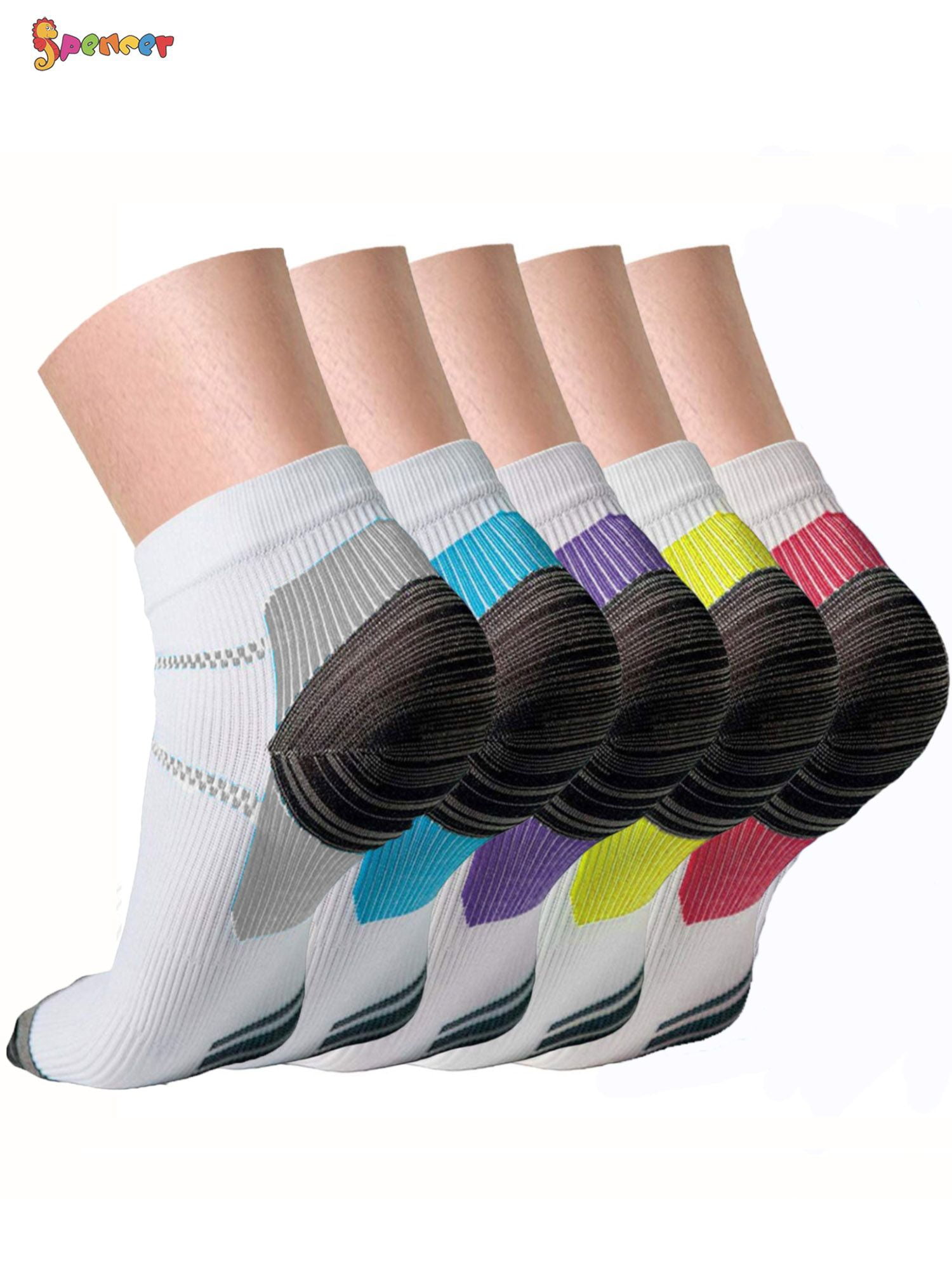 Spencer 5 Pairs Unisex Compression Socks, 10-20 mmHg, Athletic, for ...