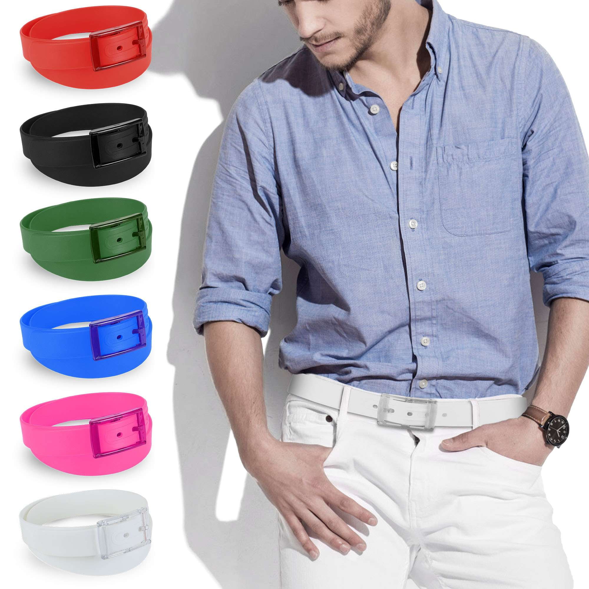 Spencer Mens Belt, Waterproof Rubber Belt for Men and Women Adjustable ...