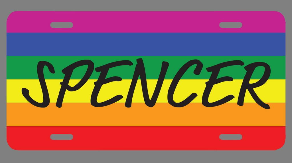 Spencer Name Pride Flag Style License Plate Tag Vanity Novelty Metal ...