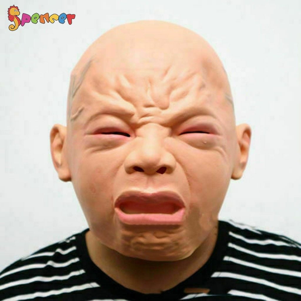 Spencer Novelty Realistic Crying Baby Face Mask Latex Full Head Creepy ...