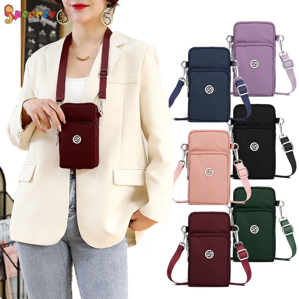Spencer Nylon Crossbody Cell Phone Purse Mini Messenger Shoulder Strap ...