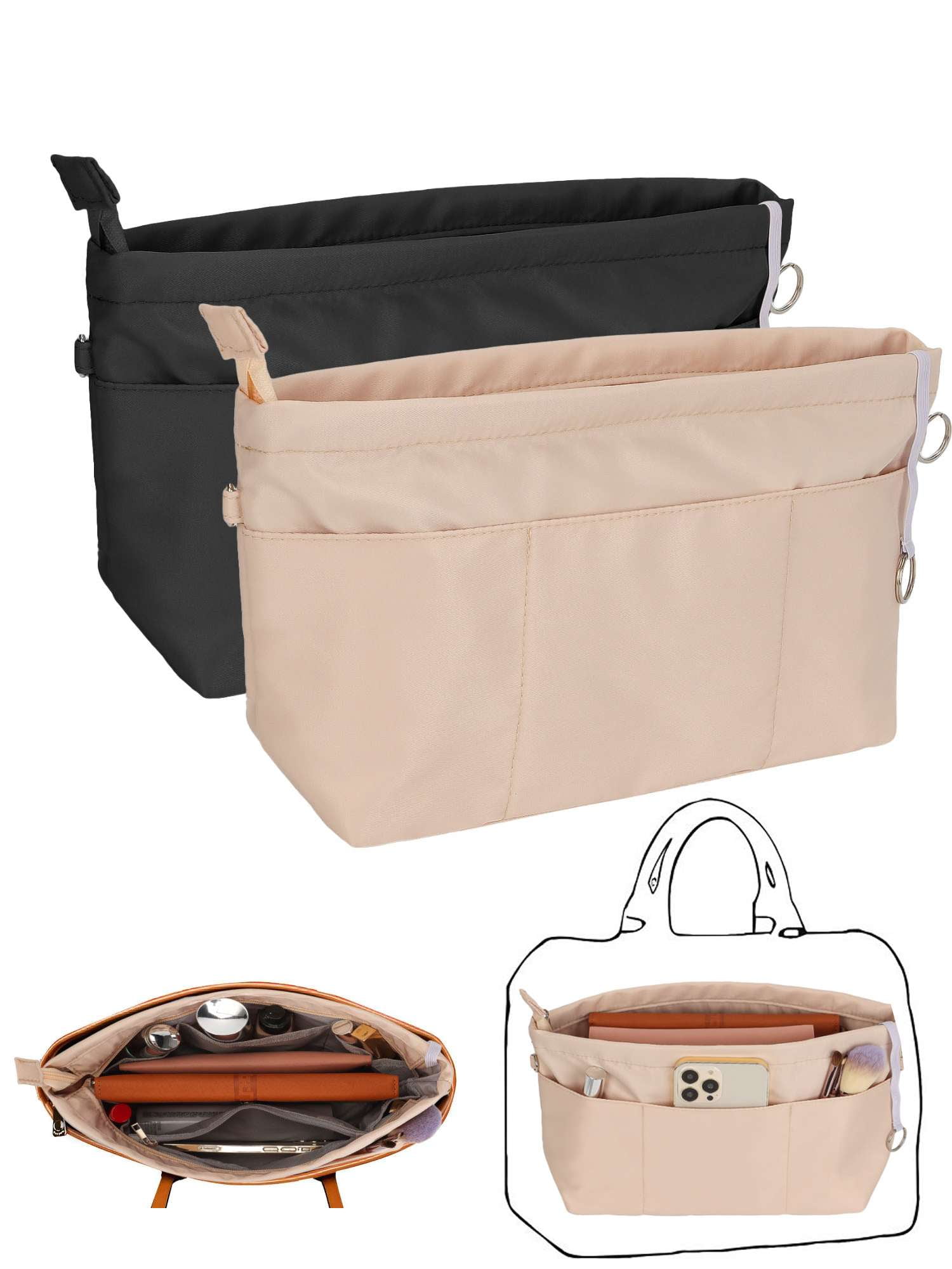 Spencer Nylon Purse Organizer Tote Handbag Insert Organizers with ...