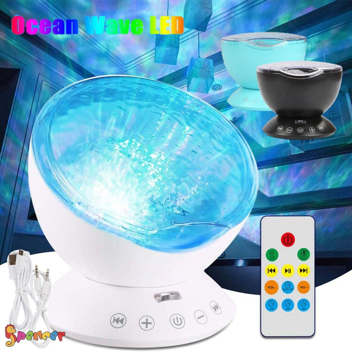 Spencer Ocean Wave Projector, LED Starry Night Sky Projector Lamp with ...