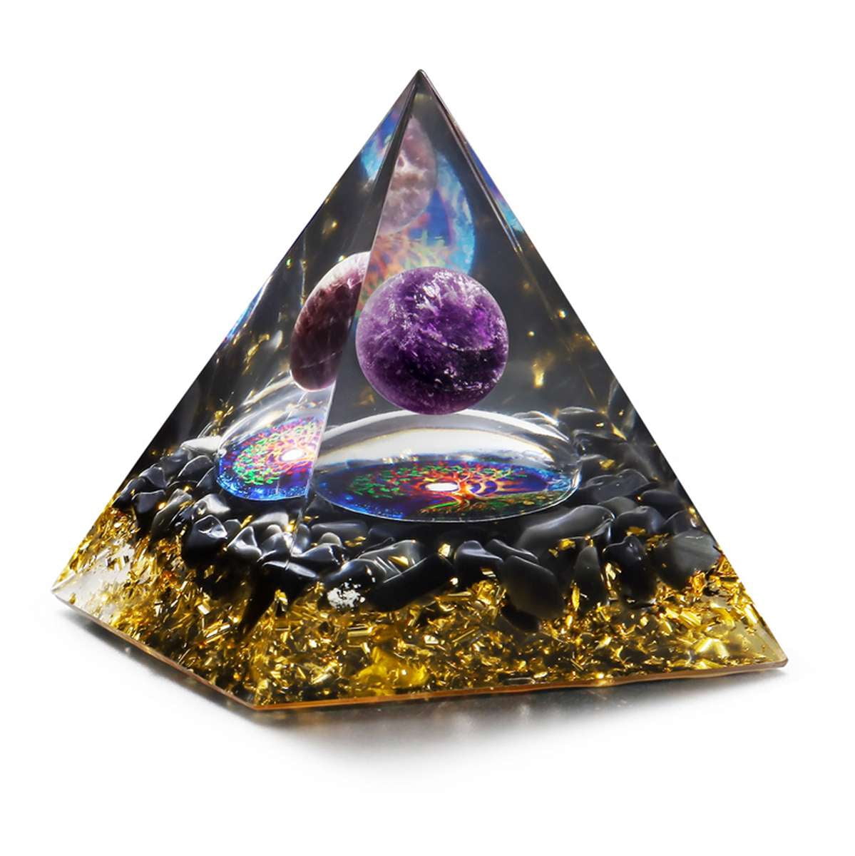 Spencer Orgone Pyramid for Positive Energy, Orgonite Amethyst Obsidian ...