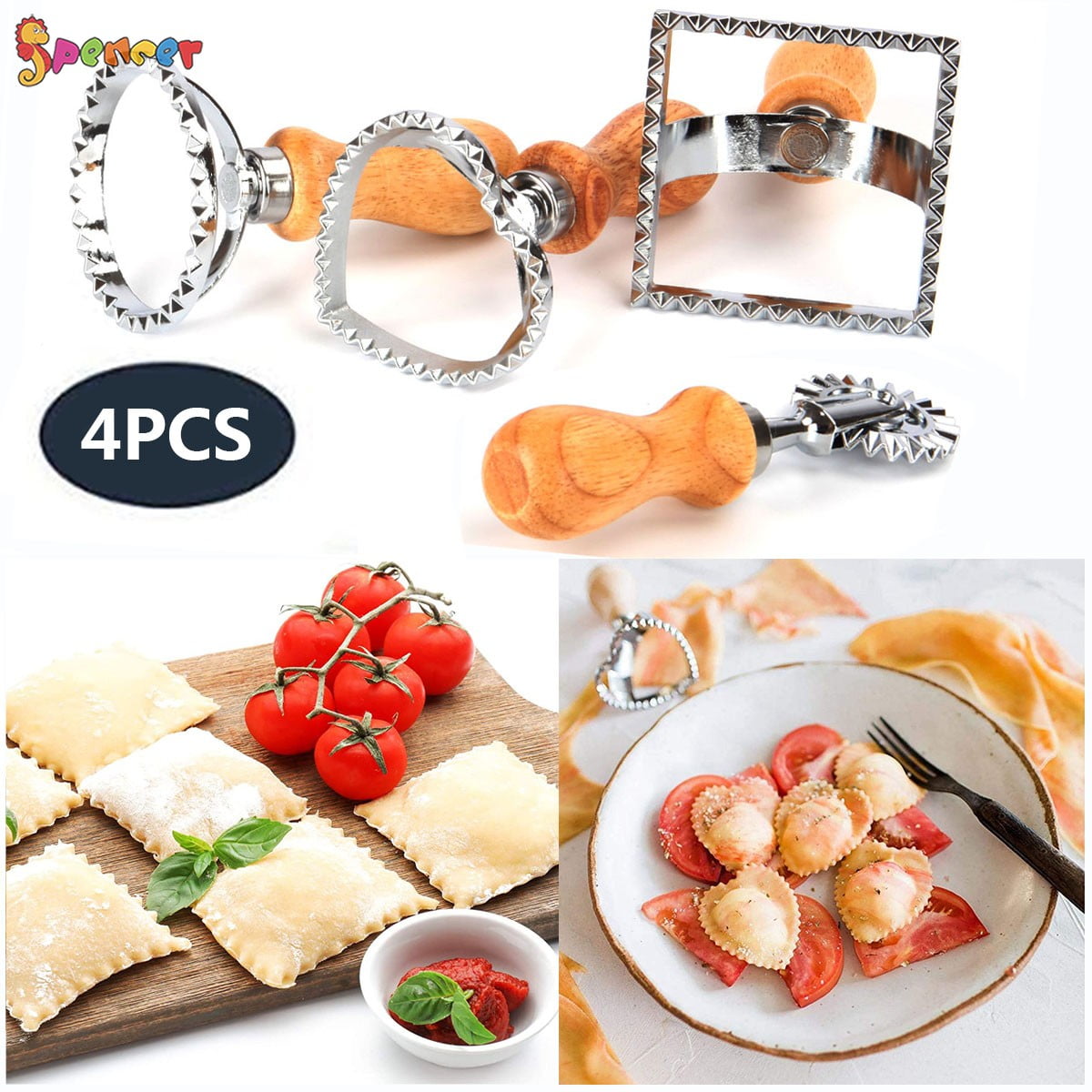 Spencer Ravioli Stamp Maker Cutter with Roller Wheel Set, Mold with ...