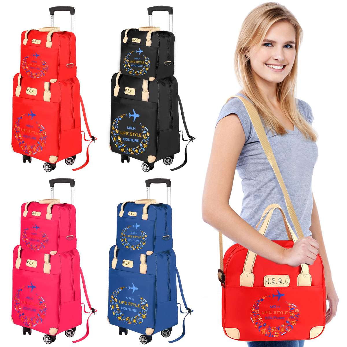 Spencer Rolling Backpack with Shoulder Bag Trolley Wheeled Backpacks ...
