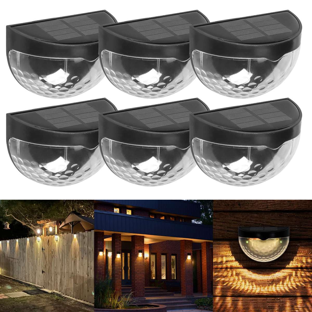 Spencer Solar Deck Lights Outdoor, 6 Pack Solar Step Lights Waterproof ...