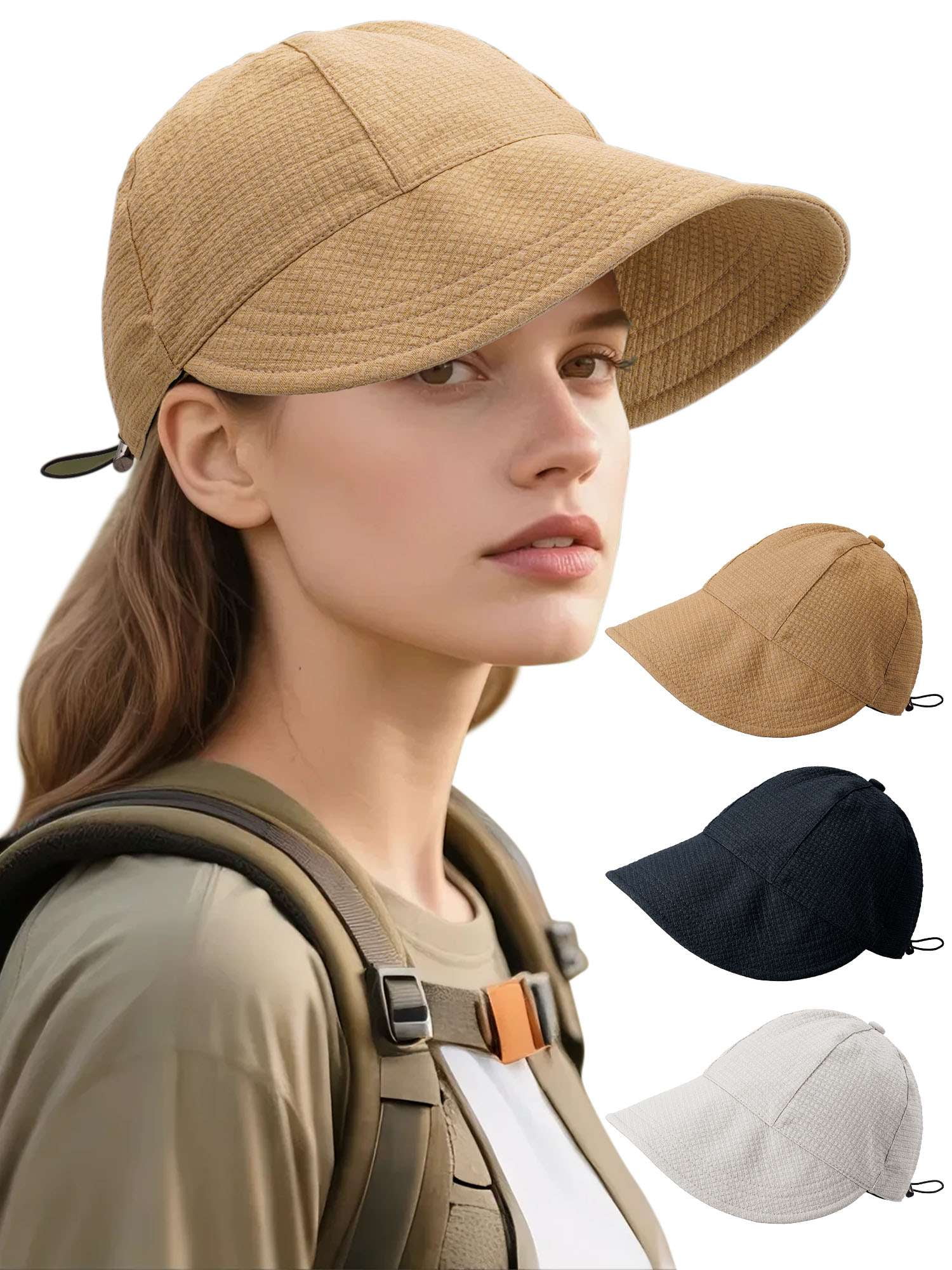 Spencer Sun Hats for Women Wide Brim Beach Hat Ponytail Summer UV ...