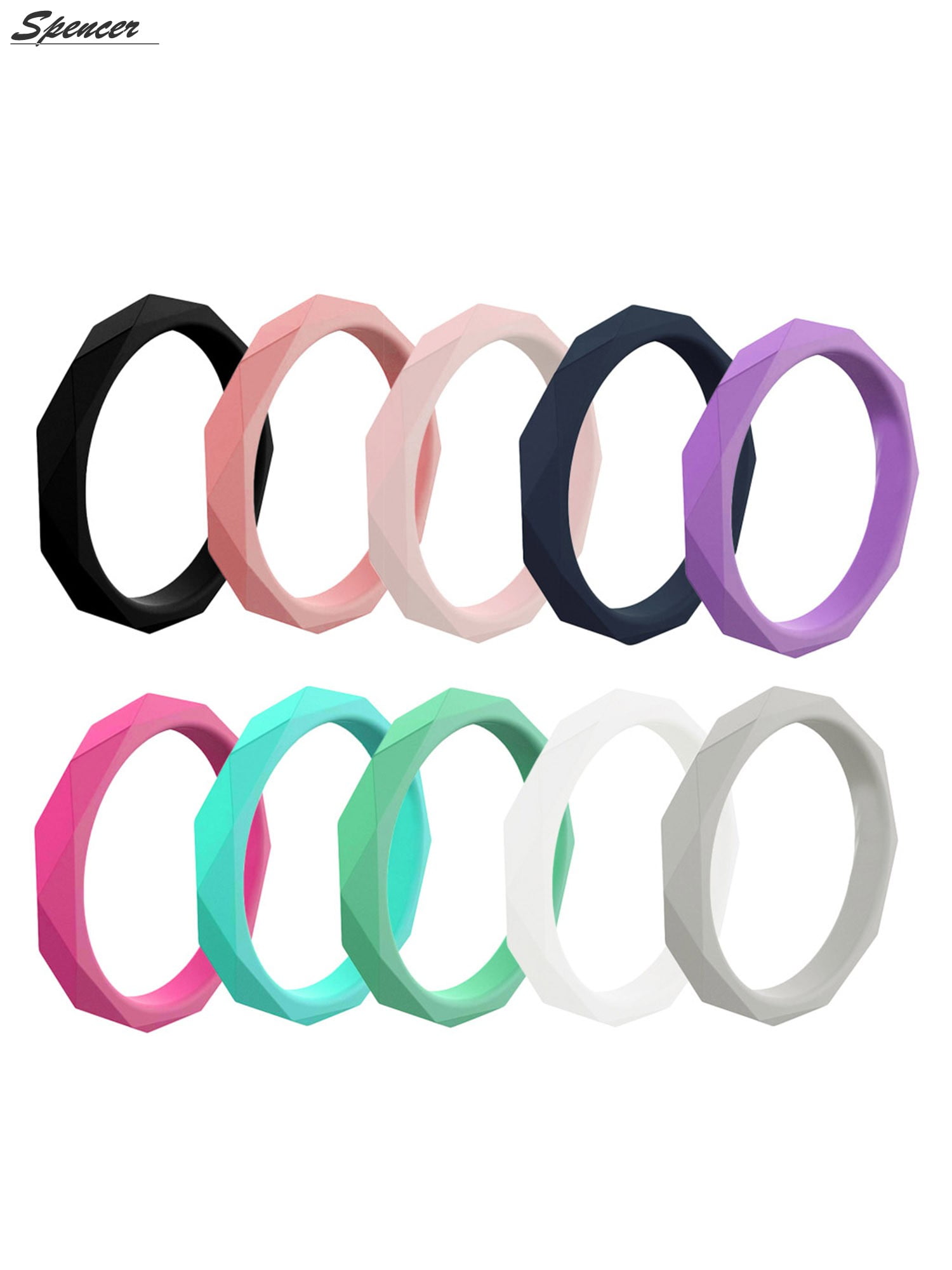 Spencer Thin and Stackable Silicone Rings for Women Fashion Diamond ...