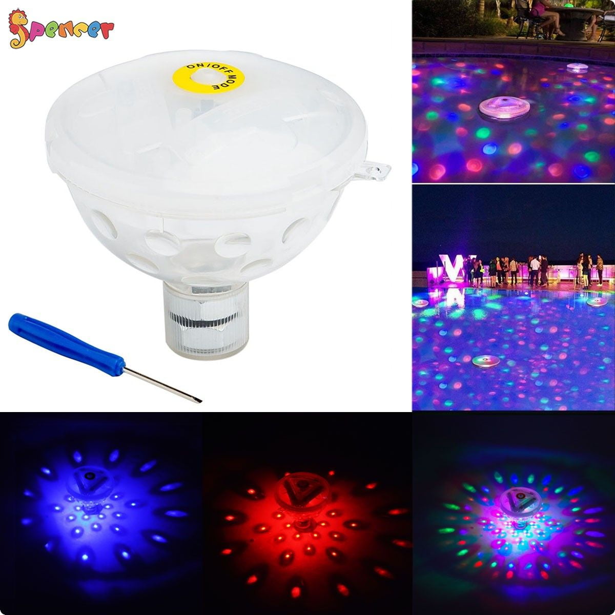Spencer Underwater LED Disco Glow Light Show Swimming Pool Floating ...
