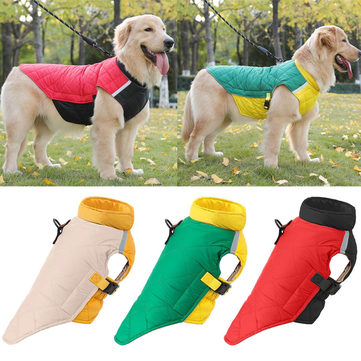 Spencer Winter Warm Dog Coat Reflective Dog Vest Windproof Padded Cold Weather Pets Jacket for ...
