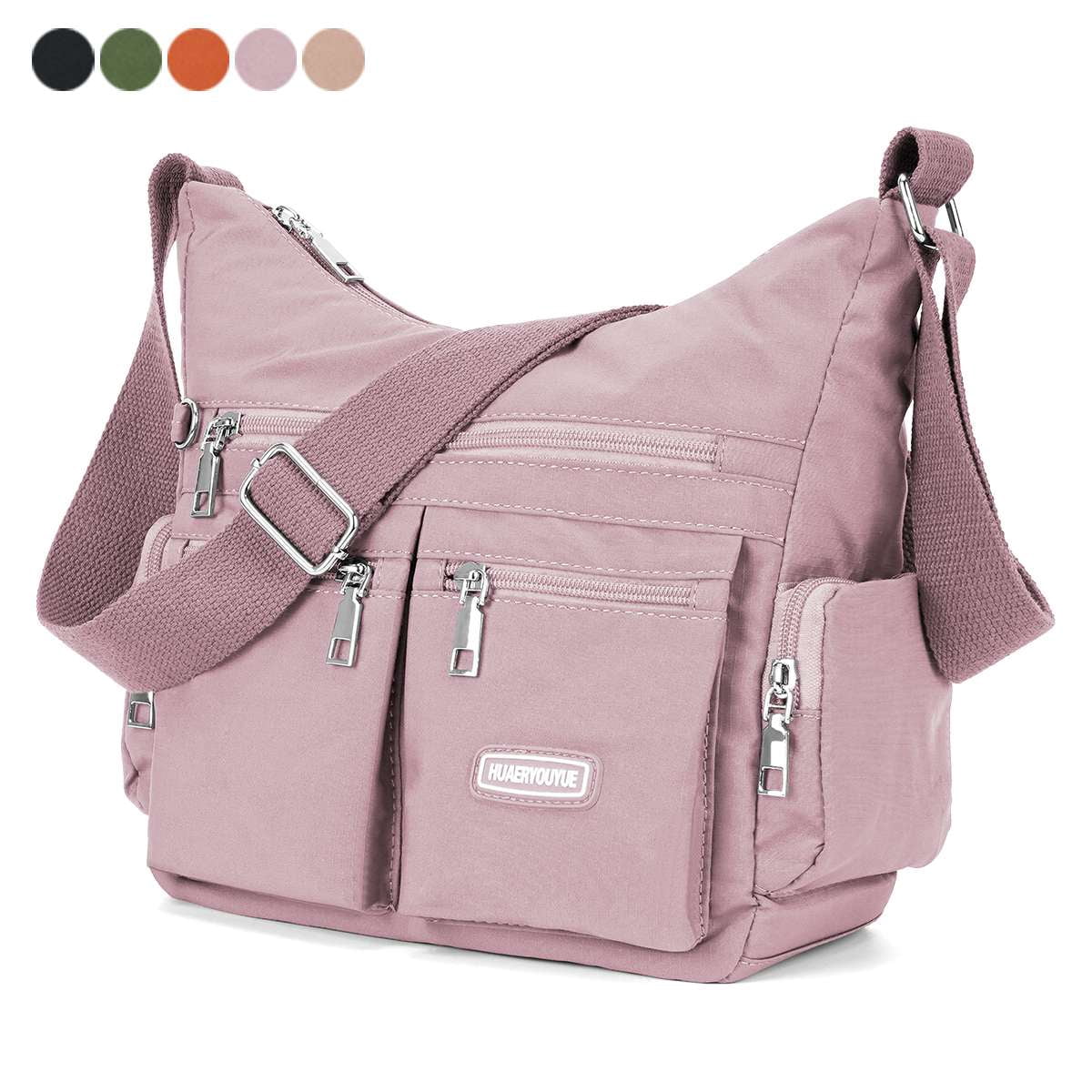 Spencer Women 9-Pockets Crossbody Bag Waterproof Nylon Single Shoulder ...