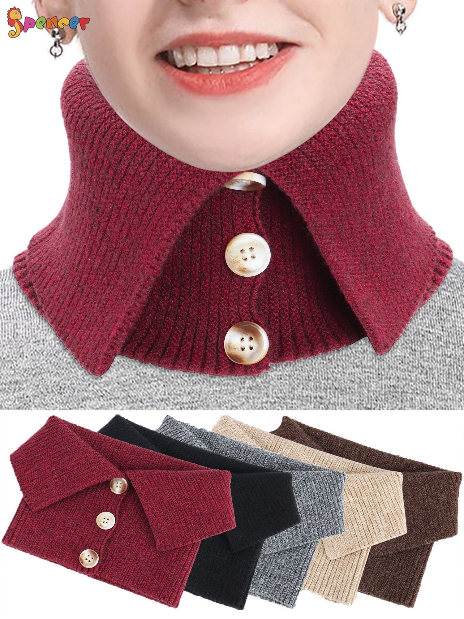 Spencer Women Knitted Fake Collar Scarf Neck Warmer Winter Detachable ...