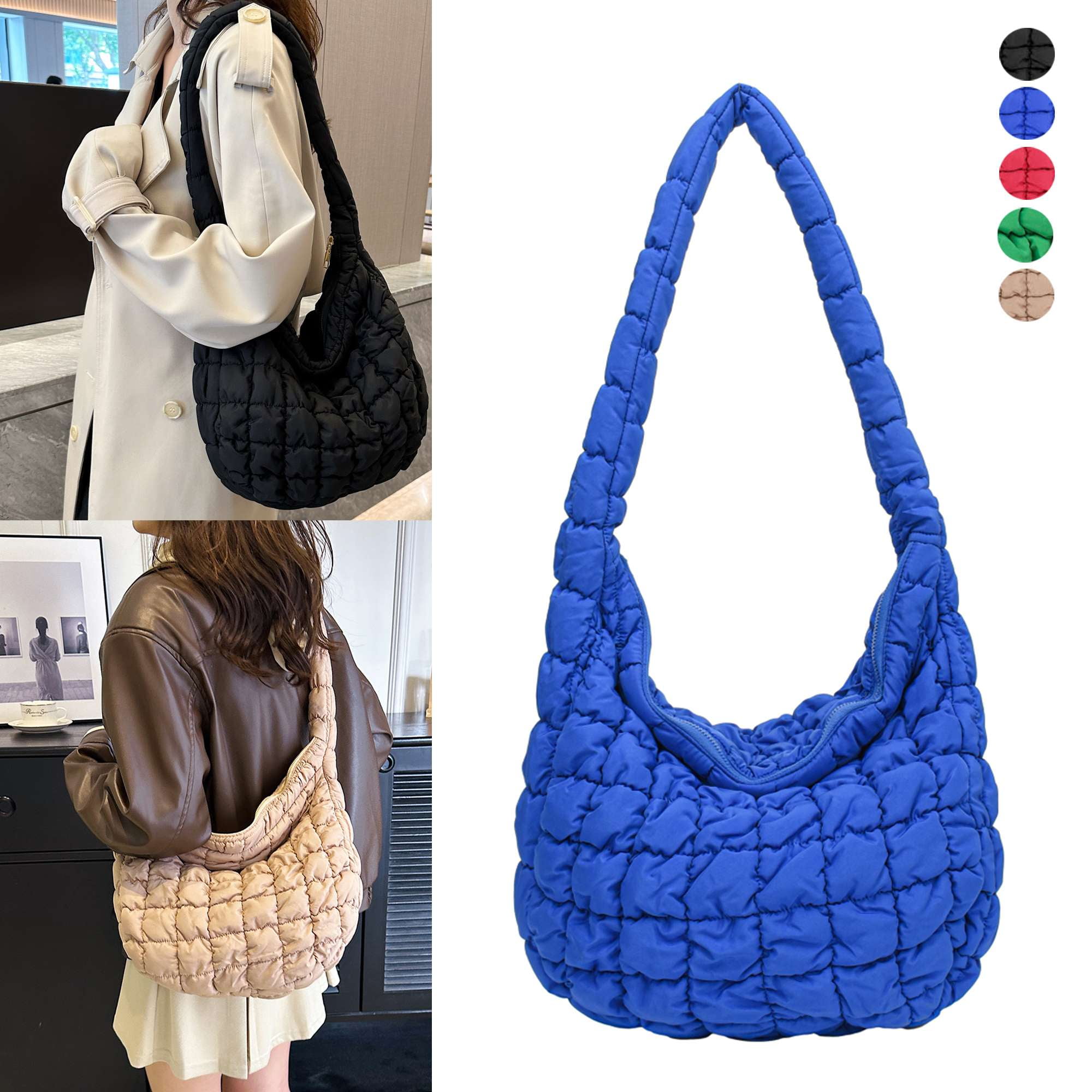 Spencer Women Puffer Shoulder Bag Quilted Tote Bag Lightweight Puffy ...