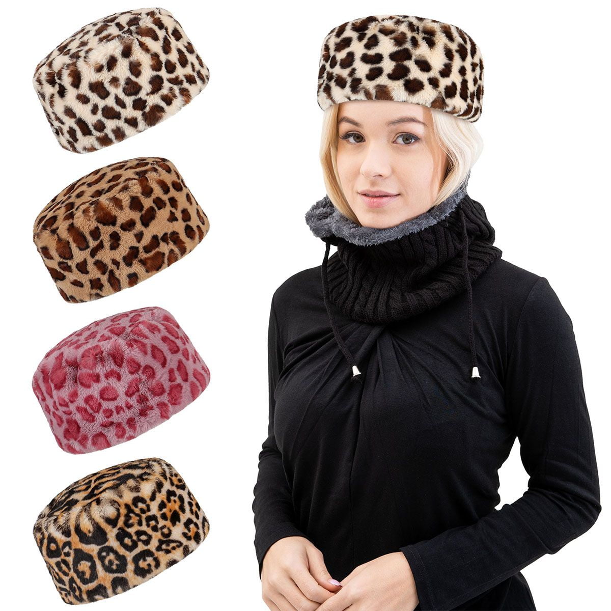 Spencer Women Thick Fluffy Russian Cap Faux Fur Hat Winter Warm Ski Hat ...