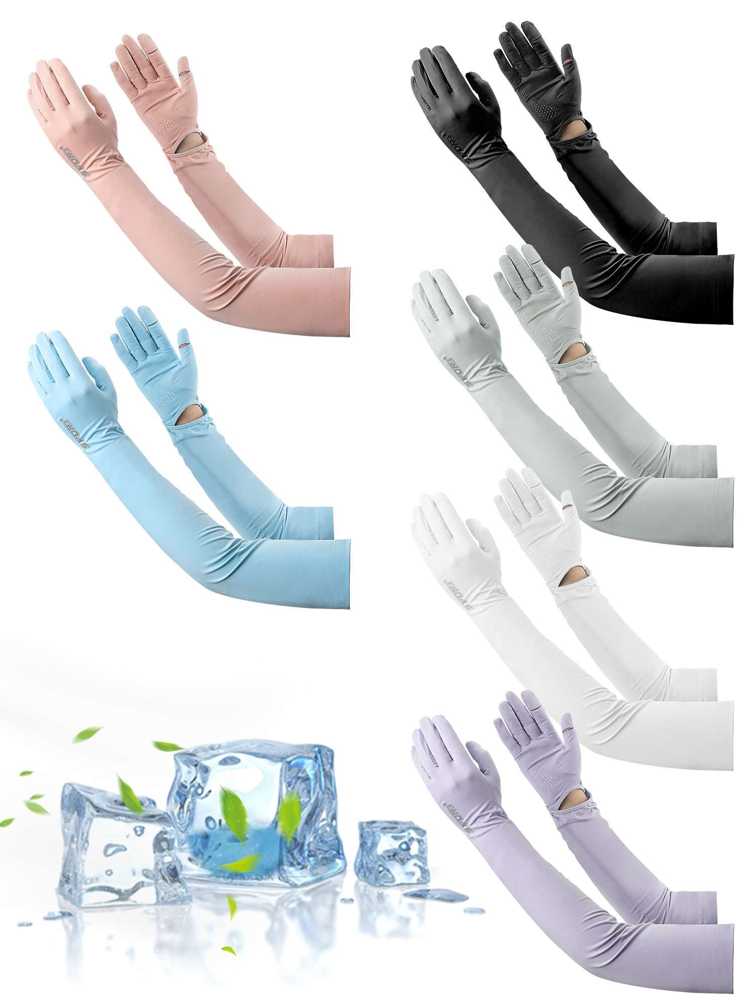 Spencer Women UV Long Sun Protection Gloves Touchscreen Full Finger Arm Sun Driving Gloves UPF ...