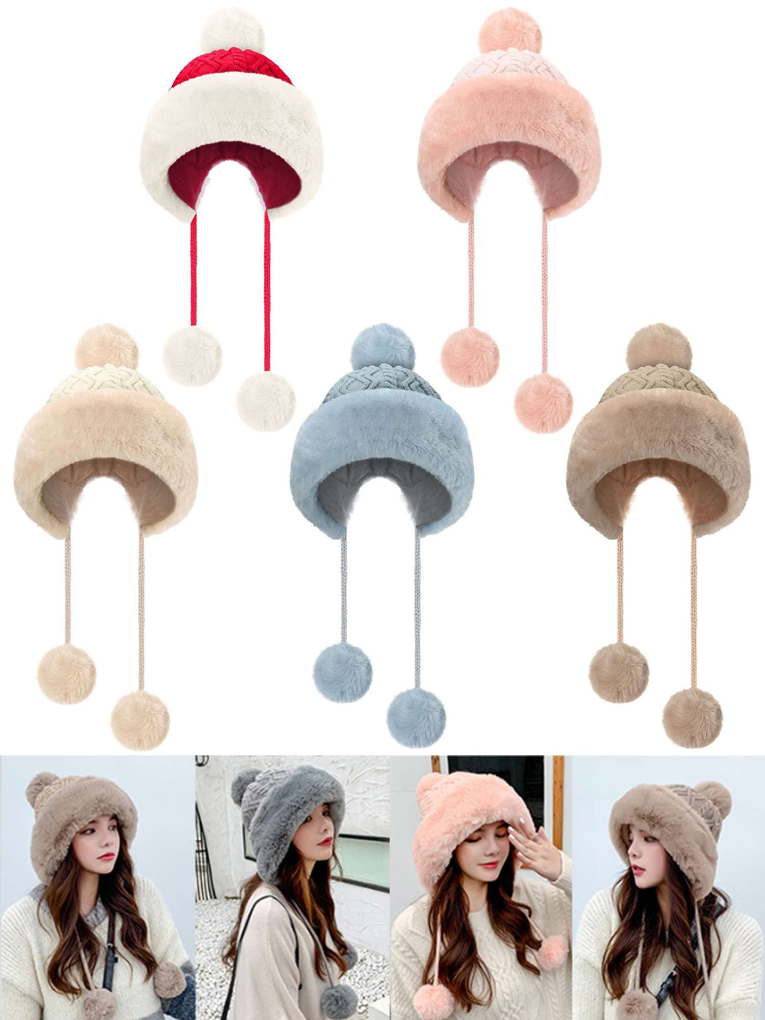 Spencer Women Winter Beanie Hat Peruvian Ski Ear Flaps Caps Fuzzy ...