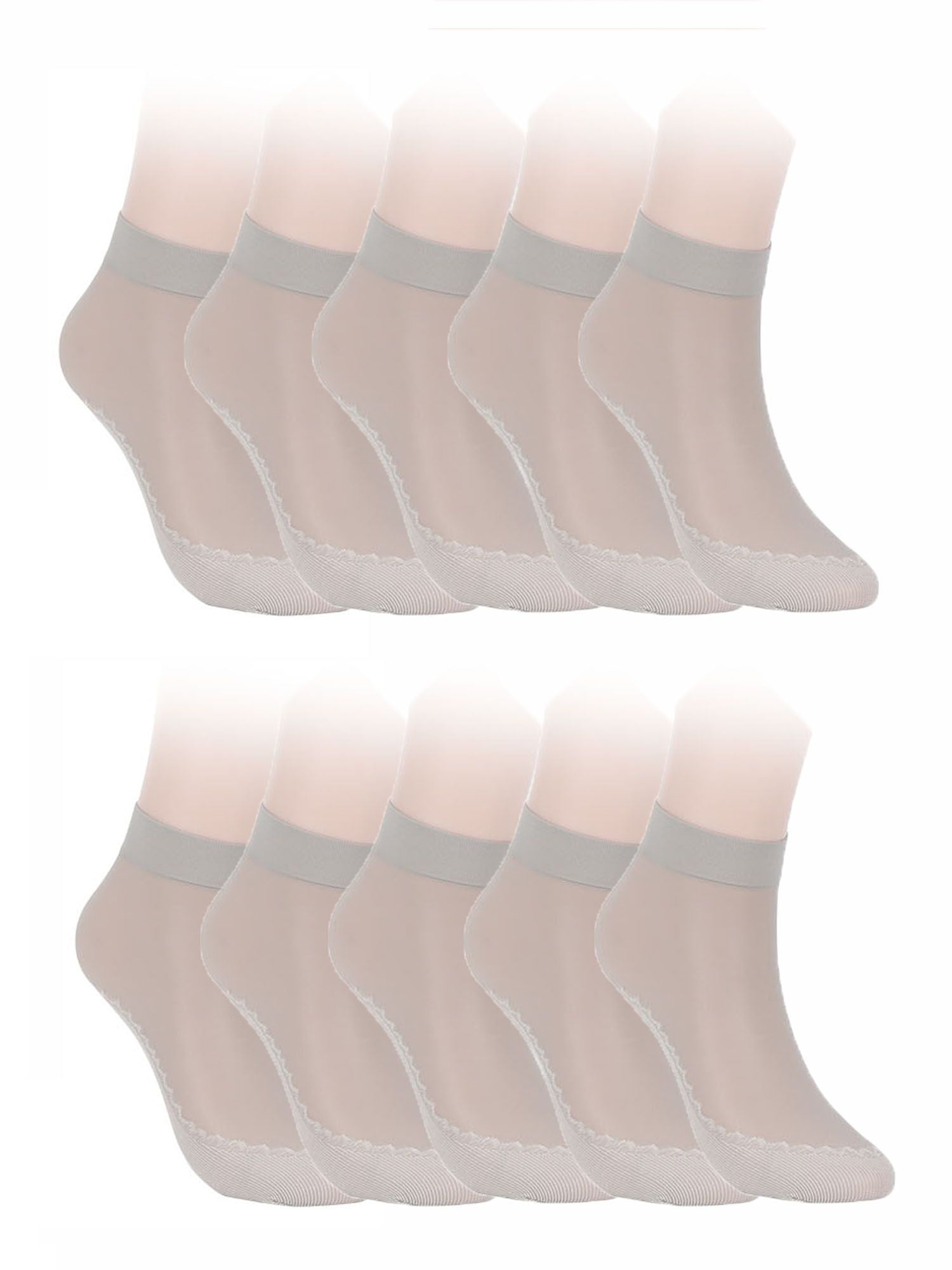 Spencer Women's 10 Pairs Silky Anti-Slip Cotton Sole Sheer Ankle High ...