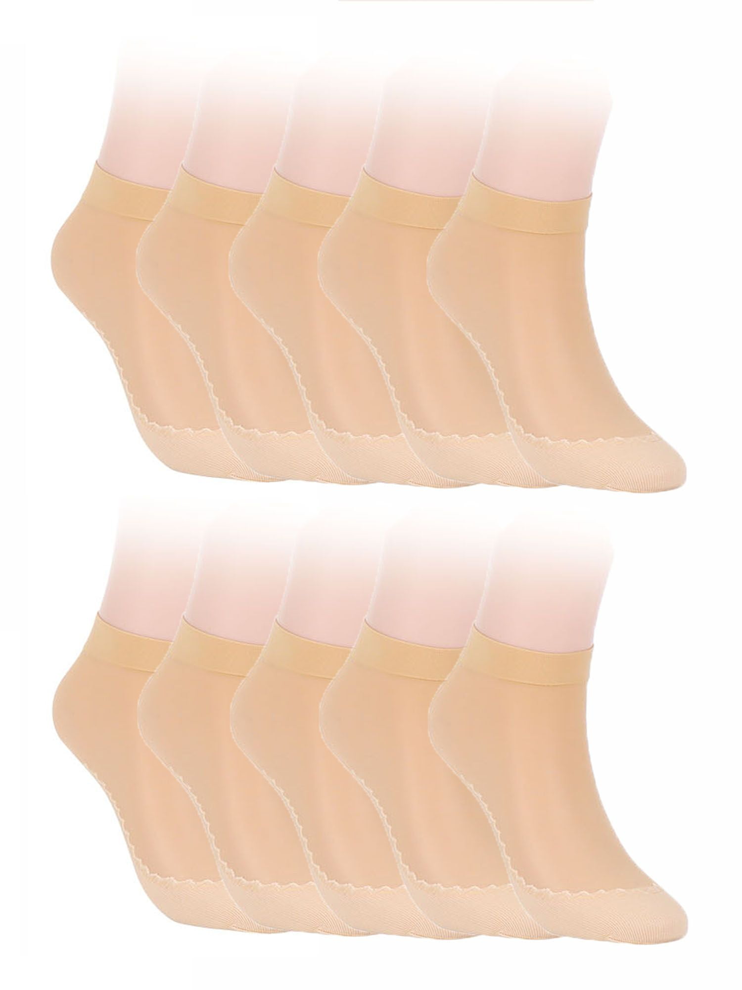 Spencer Women's 10 Pairs Silky Anti-Slip Cotton Sole Sheer Ankle High ...