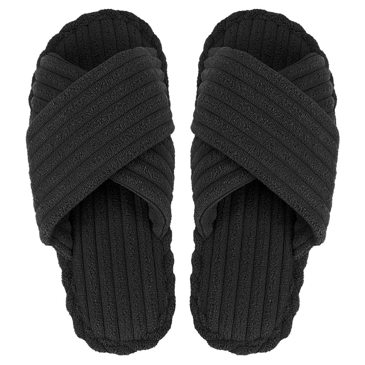 Spencer Women's Fuzzy Slippers Cross Band Memory Foam House Slippers ...