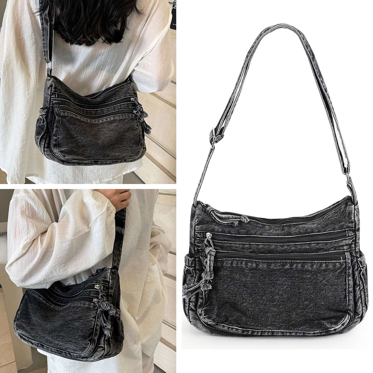 Spencer Women's Large Denim Purses Crossbody Shoulder Bag Casual ...