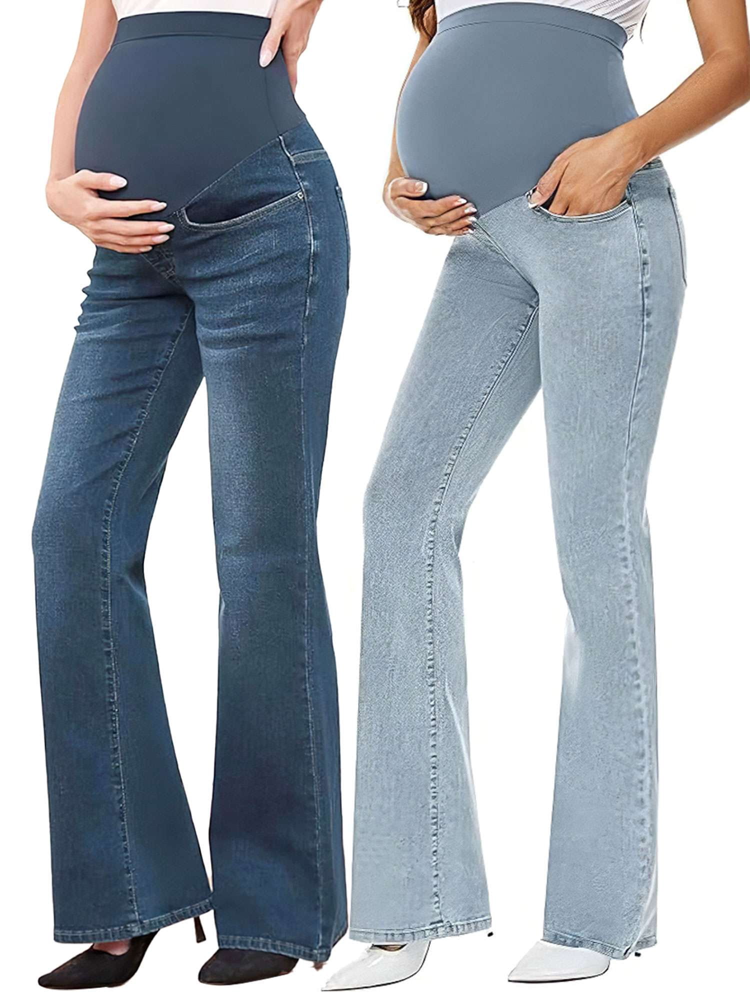 Spencer Women's Maternity Jeans Flare Leg Jeans Over Belly Pregnancy ...