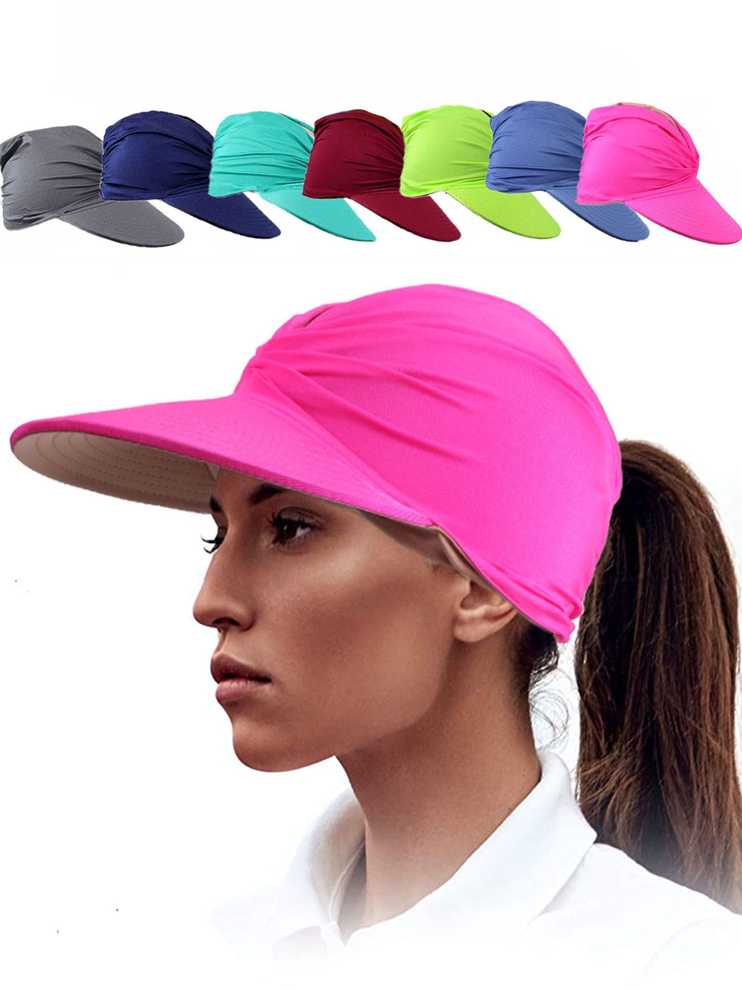 Spencer Womens Sun Visor Hat Large Wide Brim Open Top Sun Hat Summer UV ...