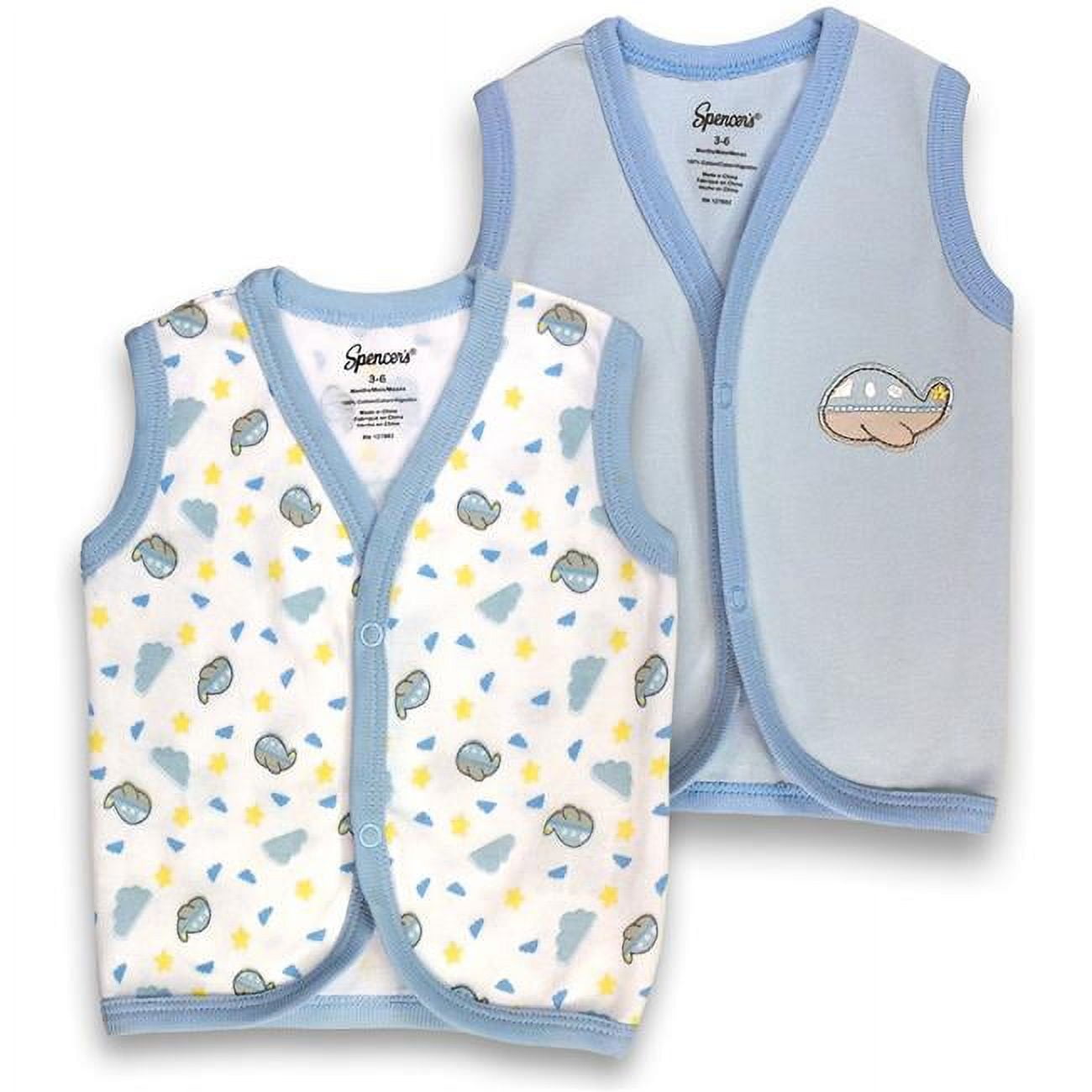 Spencers 171B-2-6 2 Piece Blue & White Boys Diaper Shirt, Planes Print ...