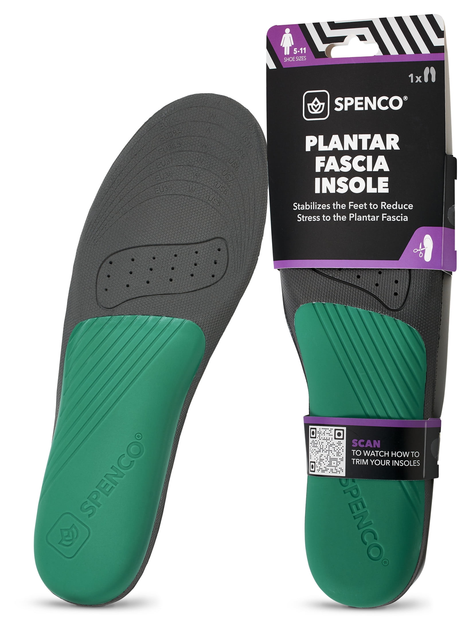 Spenco Plantar Fascia Insole Trim-to-Fit HSA/FSA Eligible - Walmart.com