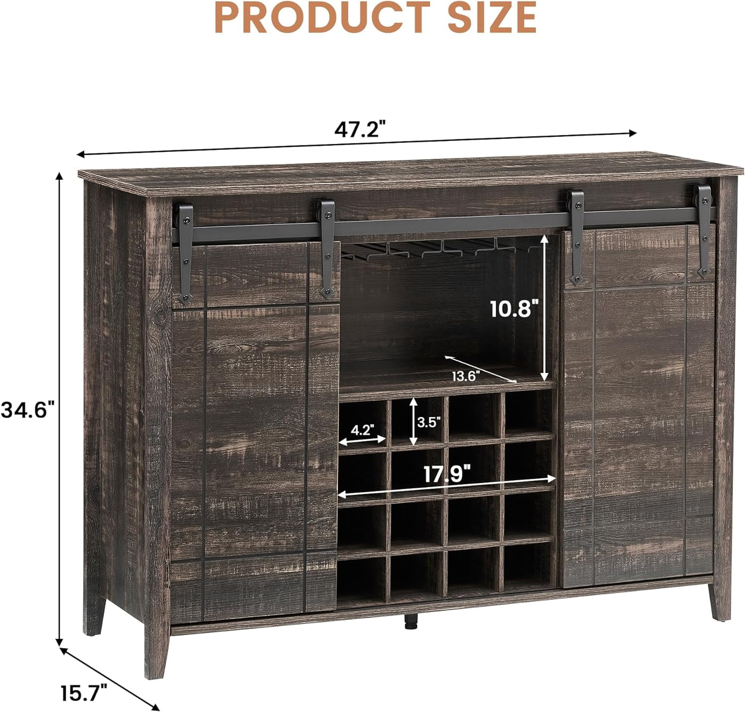 Spend Less Elegant Farmhouse Wine Bar Cabinet with Sliding Barn Door ...