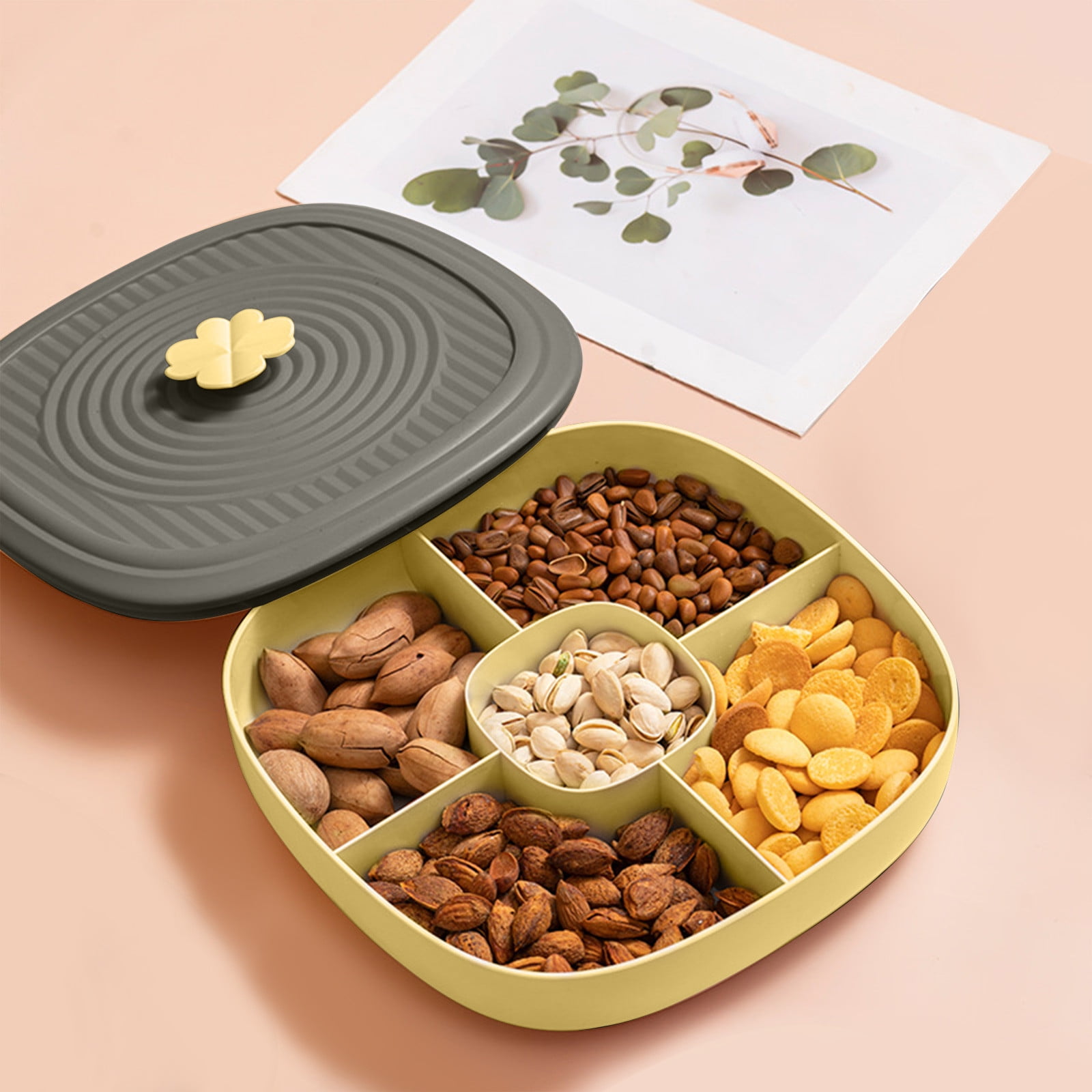 Spend More, Save More, Divided Fruit Platter with Lid, 5-Compartment ...