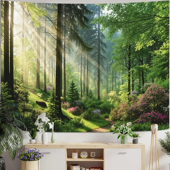 Spenlife Sunlit Forest Tapestry, Springtime Woods Tapestries for ...